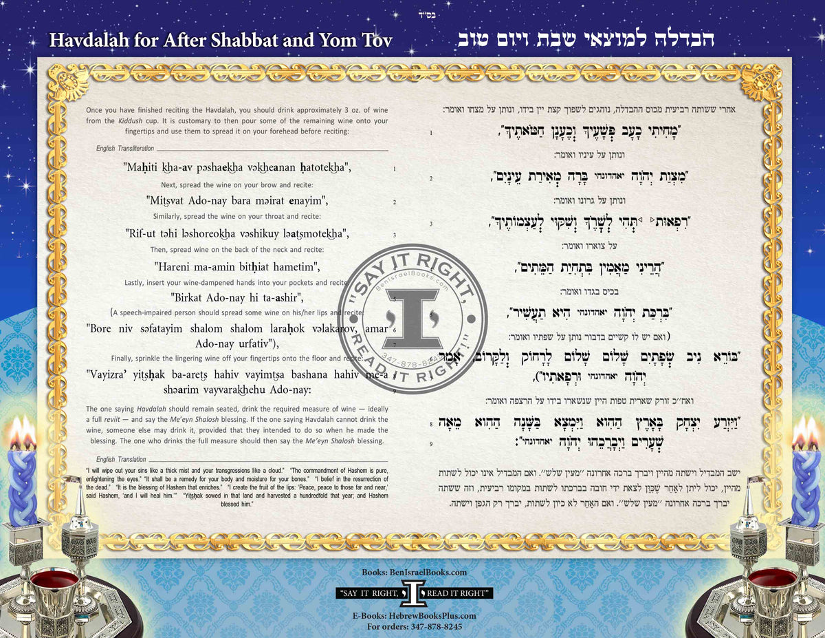 Prayer After Havdallah: in Hebrew - English Linear Transliteration and ...